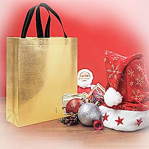 M&C Music Color 16pcs Glossy Reusable Grocery Shopping Bag Tote Bag with Handle Present Bag Gift Bag