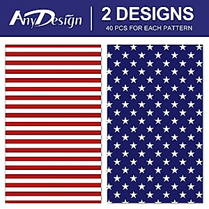 AnyDesign Patriotic Tissue Paper 80 Sheet Stars and Stripes Pattern Tissue Paper 4th of July Wrapping Paper Holiday Art Tissue for Independence Day Memorial Day DIY Gift Packing Supplies, 14 x 20 Inch
