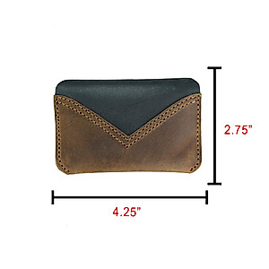 Hide & Drink, Leather Bicolor Card Holder, Holds Up to 8 Cards Plus Folded Bills, Wallet Cash Organizer, Handmade, Multicolor
