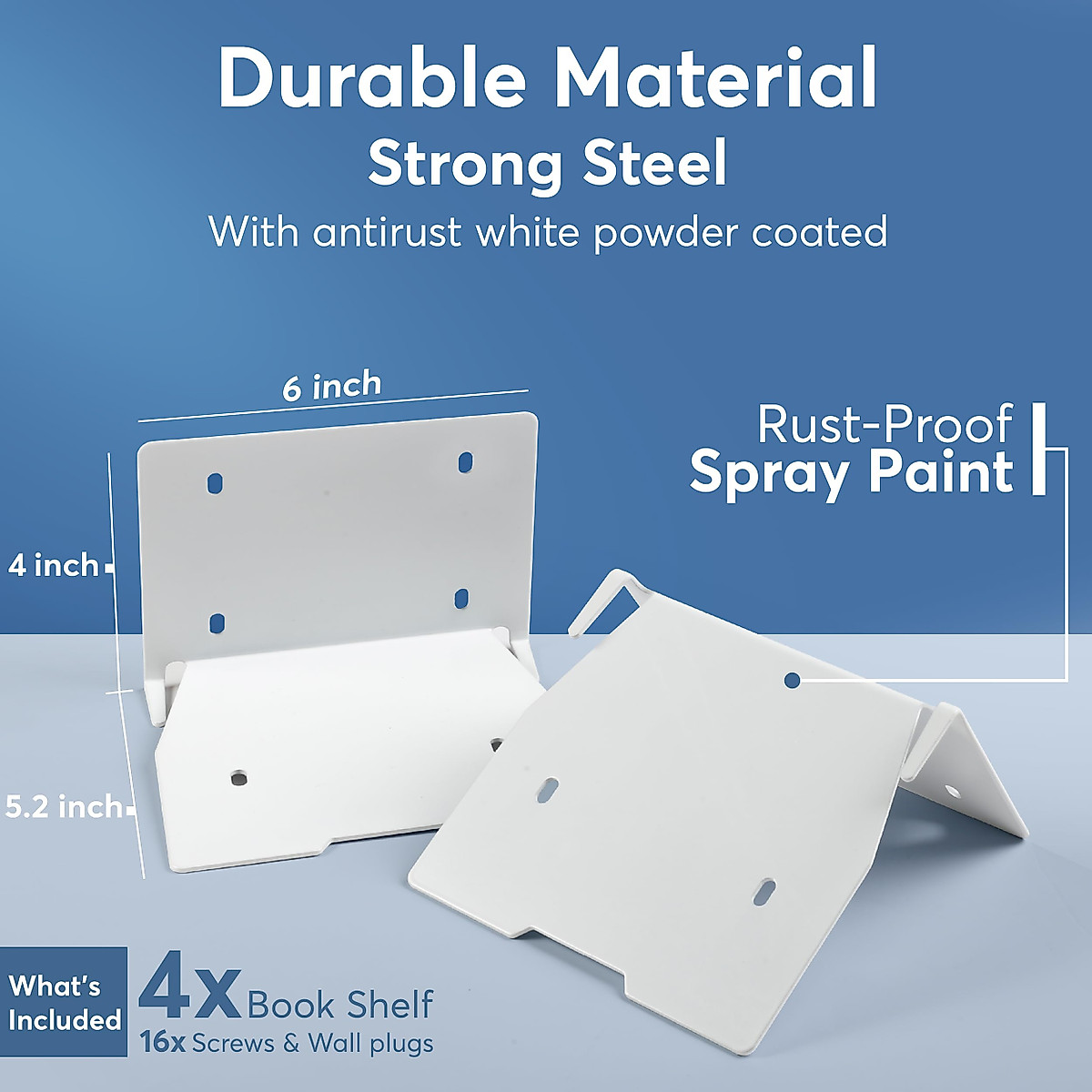 BigBcart Invisible Floating Book Shelves for Wall, Heavy-Duty Steel Invisible Book Shelf with Anti-Rust White Powder Coating, 4-Pack - Supports up to 30lbs, Ideal for Home, Office, and Classroom (S)