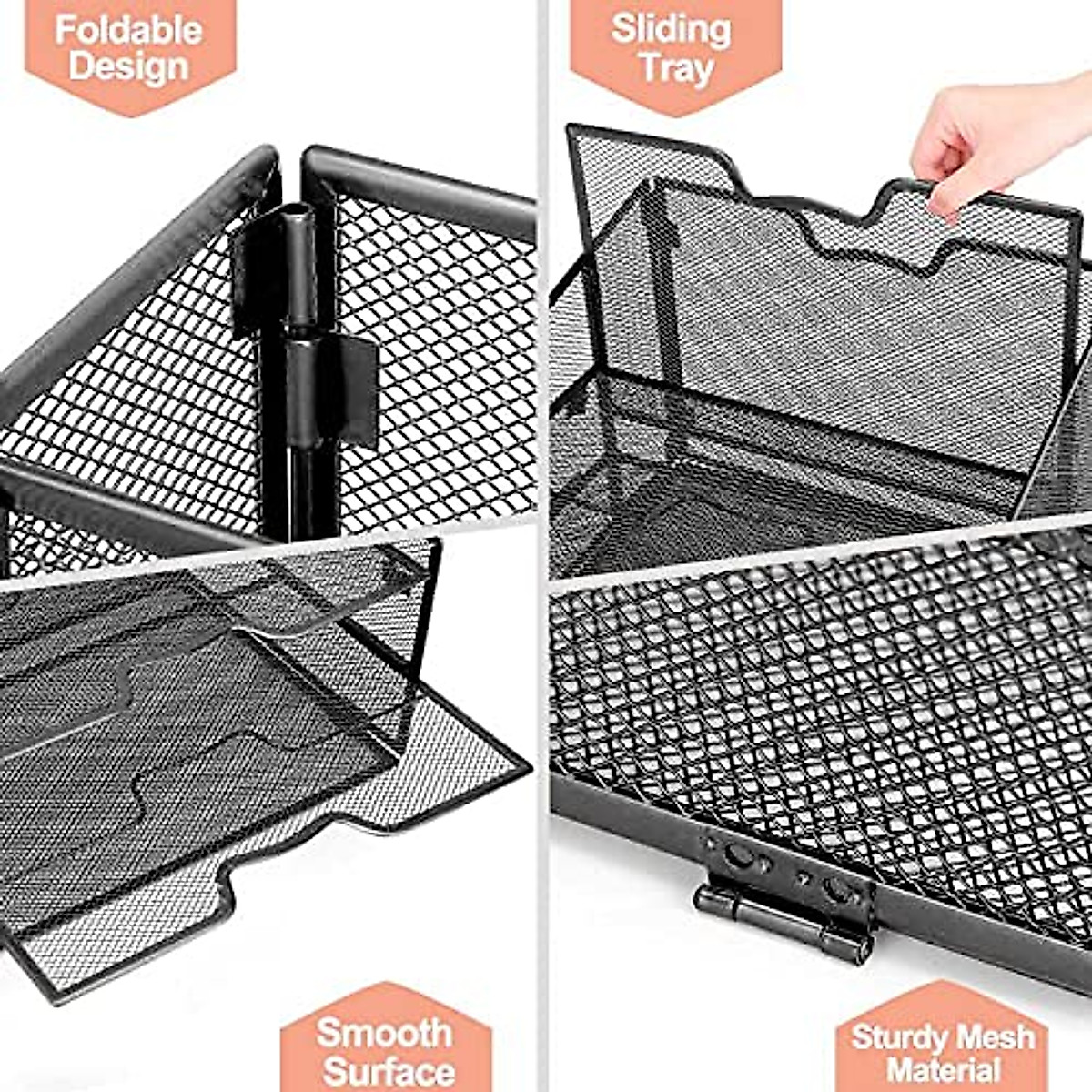 ProAid Paper Organizer Mesh Office Desktop Accessories Organizer, Desk File Organizer with 3 Paper Trays and 1 Vertical Upright Compartment, Black