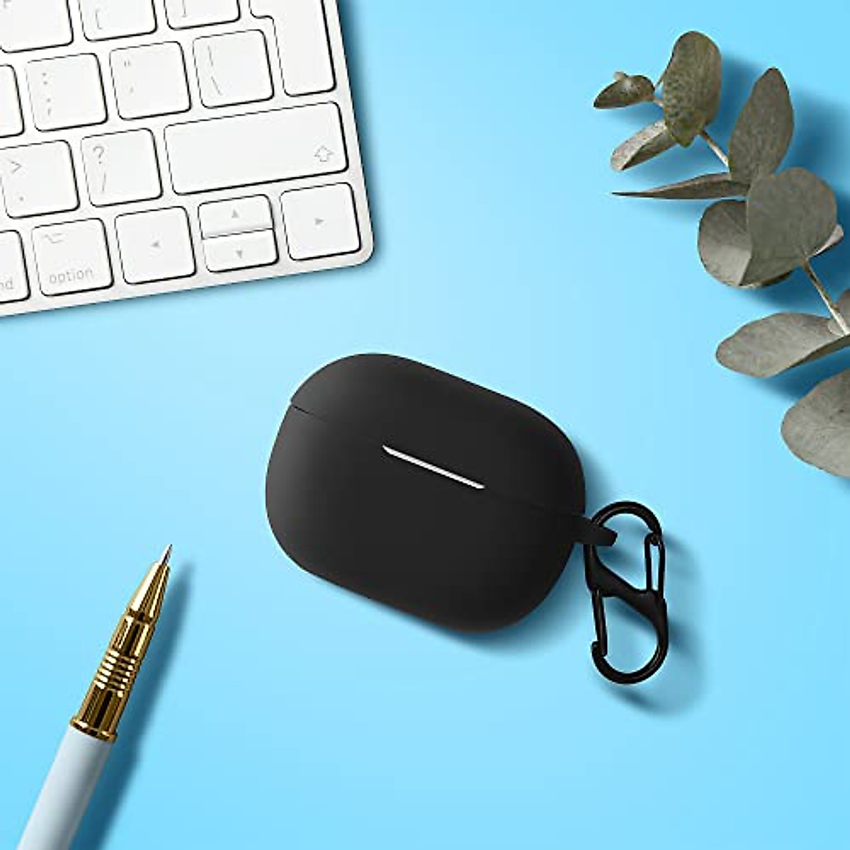 kwmobile Silicone Cover Compatible with Xiaomi Redmi Buds 4 Pro - Case Cover Stick-On Skin with Clip - Black