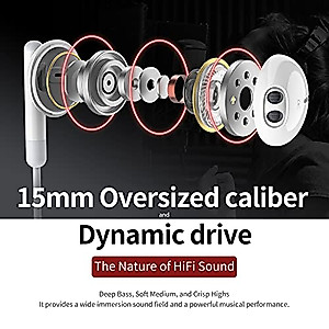 Wired Earbuds with Microphone, Kimwood Wired Earphones in-Ear Headphones HiFi Stereo, Powerful Bass and Crystal Clear Audio, Compatible with iPhone, iPad, Android, Computer Most with 3.5mm Jack(Clear)