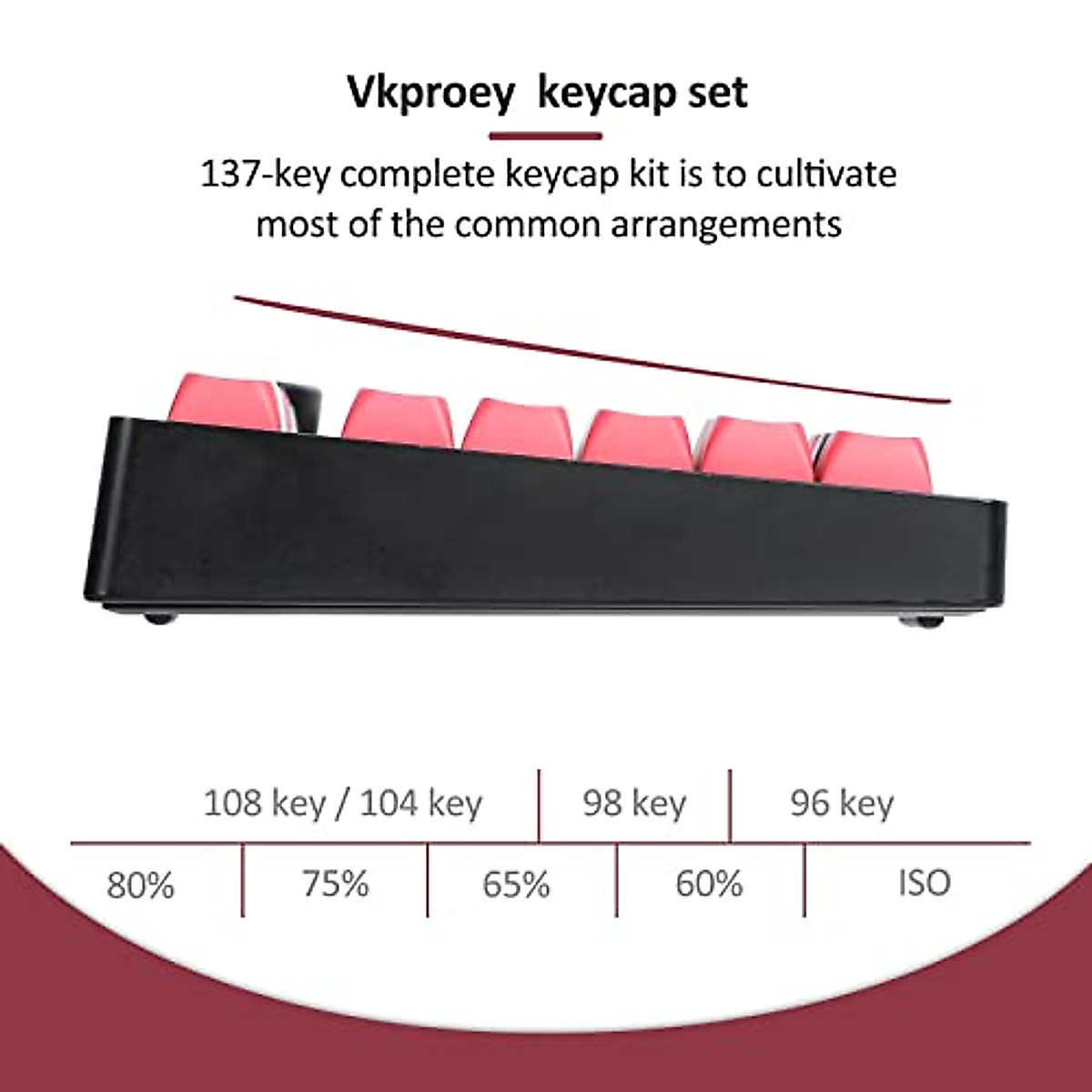VKPROEY PBT Keycaps 134 Keys Dye-Sublimation XDA Profile Custom Keycaps with Keycap Puller for 61/64/68/84/87/96/98/104/108 Gateron MX Switches Mechanical Gaming Keyboard