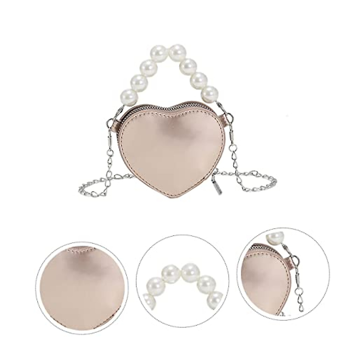 TENDYCOCO 5pcs Fashion Clutch With Wrist Handle Day Mini Strap Bag Gifts Shaped Chain Crossbody Cross Shoulder Small Tote Gift Body for Purse Heart-shaped Women Pearl Evening Girl Handbag