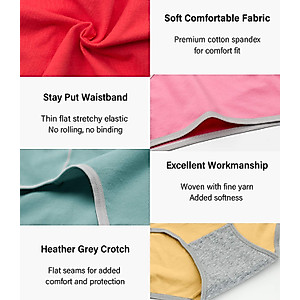 wirarpa Women's Cotton Underwear Mid Low Rise Full Briefs Breathable Ladies Regular Panties 5 Pack Multicolored Size 5