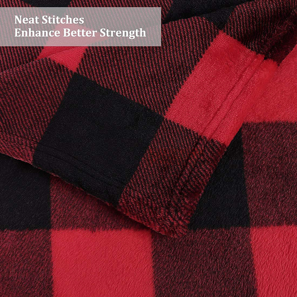 PiccoCasa Pet Dog Blanket, Flannel Fleece Puppy Blanket Plaid Plush Warm Rug Blankets for Small-Medium Dogs Cats Sleeping Mat, 30 x 40 Inches, Scarlet+Black