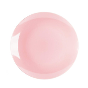 HomeVss, Stoneware Coupe Shape 16pc Dinnerware Set, Outside White + Inside Pink