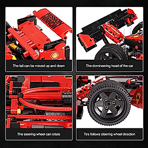 MISINI 1100PCS Technik Building Blocks Racing Car Formula F1 Model,1:10 MOC Creative Building Block Sports car (Red)