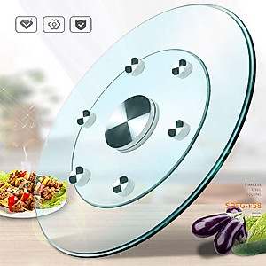 20 Inch（50 cm） Glass Lazy Susan, Round Kitchen Turntable with Steel Bearings, Heavy Duty Rotating Tray for Dining Table Serving Plate
