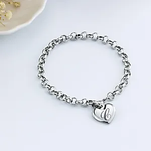 SANNYRA Charms Bracelets for Women, Heart Charm Initial Bracelet Trendy, C Letters Stainless Steel Bracelet Jewelry Confirmation Gifts for Christmas Birthday