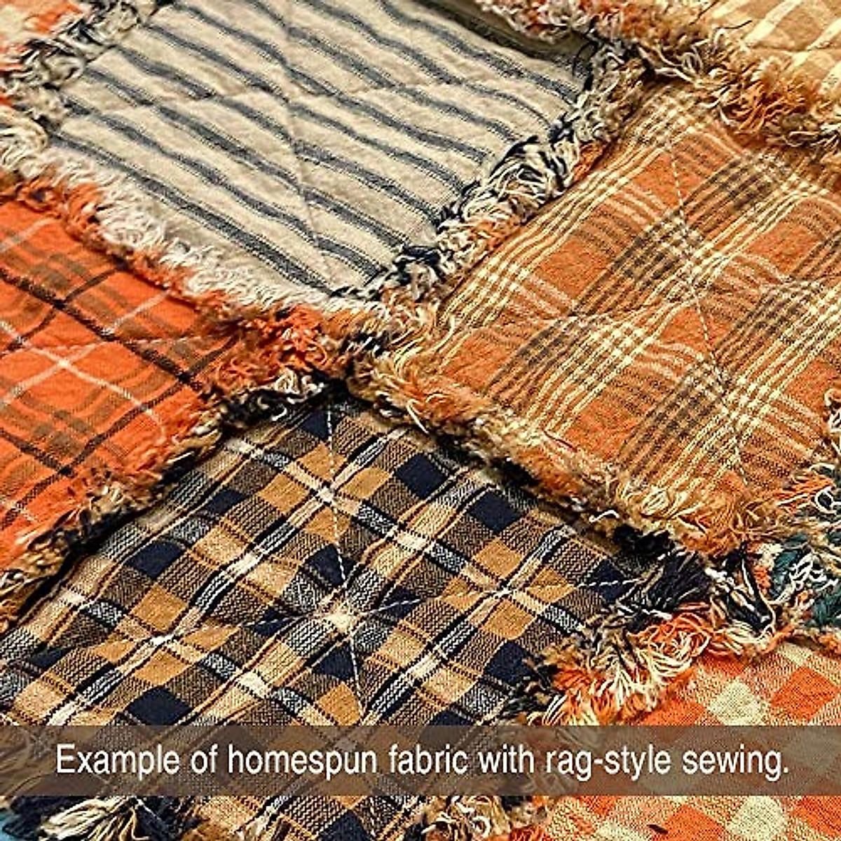 Autumn Pin Plaid Orange, Rust, Gold, Pumpkin Homespun Cotton Plaid Fabric by JCS - Sold by The Yard