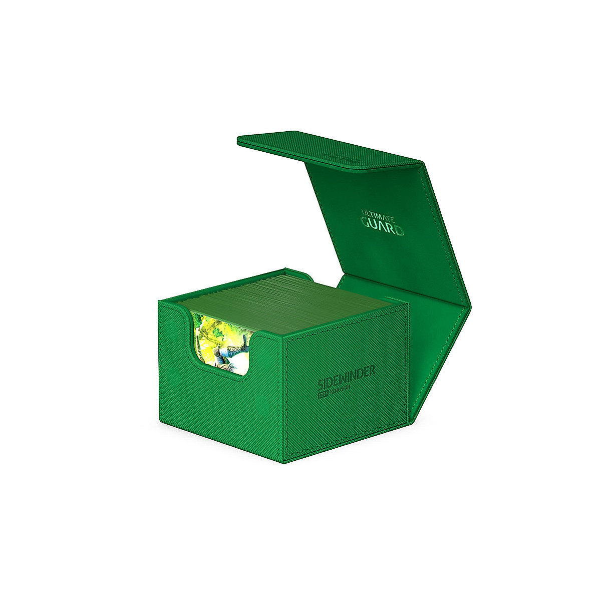 Ultimate Guard Sidewinder 133+, Deck Box for 133 Double-Sleeved TCG Cards, Green, Magnetic Closure & Microfiber Inner Lining for Secure Storage
