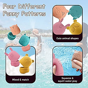 Baby Bath Toys, iselyn 4Packs Mold Free Bath Toys Silicone Bath Toys for Toddlers 1-3 Bath Toys Non-Toxic Dishwasher Safe Bathtub Toys for Infants