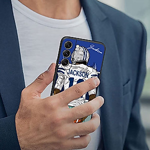 VNGDA Custom Name & Number Phone Case for Samsung Galaxy A15 A14 5G A35 A25 A53 A03S A12 A42 A32 A02S A54 4G, DIY Design Football Player Liquid Silicone Case(Dallas)
