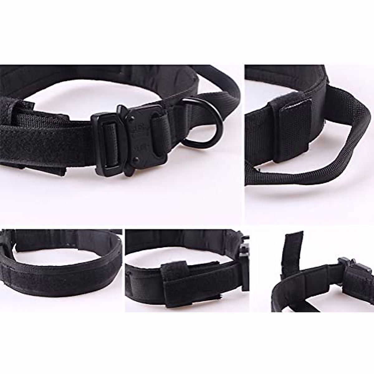 Tactical Dog Collar with Silicone Airtag Case, Military Training Nylon Dog Collars with Control Handle and Heavy Duty Metal Buckle, Adjustable for Medium Large Dogs (Green L)