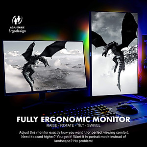 VIOTEK GFV27DAB 27” 165Hz QHD 1440p 1ms (MPRT) Gaming Monitor with Adjustable Stand, Portrait Rotation, HDR, Freesync, 99% sRGB Widescreen VA Panel, LED Backlight, 3-Years Zero Dead Pixels, VESA