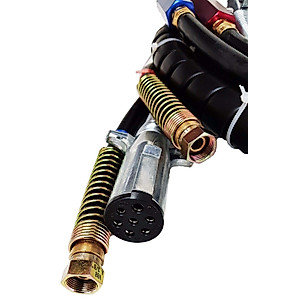 Torque 12ft 3 in 1 ABS & Air Power Line Hose Kit Airline Air Hose with Glad Hands Wrap 7 Way Electrical Cable with Handle Grip & Gladhands for Semi Truck Trailer Tractor (TR813212)