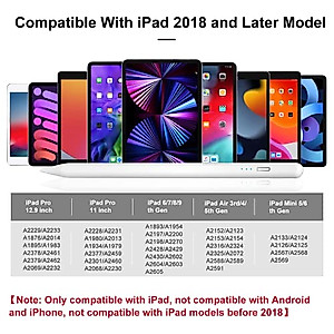 Stylus Pen for iPad,ipad Pen for iPad 10/9th,Apple Pencil Compatible with iPad Pro 12.9/11in,iPad Air 5/4/3,iPad Mini 6th/5th Gen,iPad 6/7/8th Gen,ipad Pen with Palm Rejection,4 Replaceable 1.5mm Tips