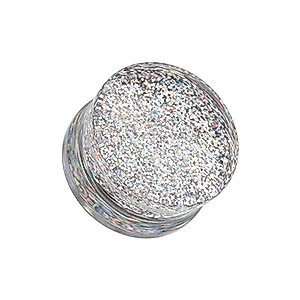 Covet Jewelry Ultra Shine Glittered Double Flared Acrylic Ear Gauge Plug (00 GA (10mm), Aurora Borealis)