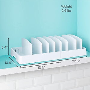 YouCopia StoraLid Food Container Lid Organizer, Expandable with Tall Dividers, White