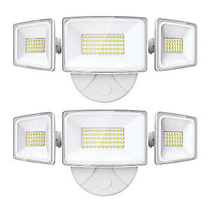 Onforu 2 Pack 60W Flood Lights Outdoor, 6000LM LED Flood Light Outdoor Switch Controlled, IP65 Waterproof Outdoor Flood Light Fixture with 3 Adjustable Heads, 6500K Security Light for Eave Garden Yard