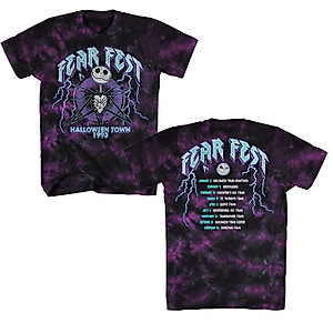 Nightmare Before Christmas Fear Fest Tour Tie Dye Jack T-Shirt(XXL, Black Purple Wash)