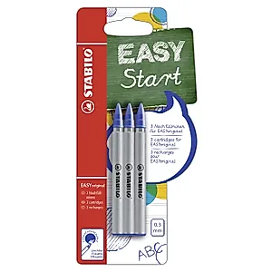 Stabilo EASYoriginal Ergonomic Rollerball Refills – Pack of 3 (Blue Ink Erasable/0.3 mm)