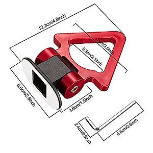 TOMALL Car Tow Hook Red Universal Decorative V Shape Racing Style Trailer Hook Sticker for Car Bumper (ONLY Decoration)