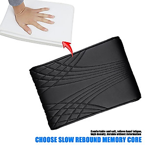 Hawyet 1 PC Car Memory Foam Center Console Armrest Pad, 12.59" x 8.66" x 1.96" Corrugated Leather Armrest Box Booster Pad, Universal for All Seasons, Suitable for Most Models (Black)