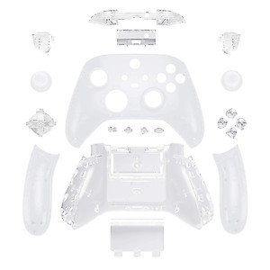 eXtremeRate Full Set Shell Buttons for Xbox Series X & S Controller, Clear Replacement Accessories Side Rails Grips Front Back Plate Cover for Xbox Core Wireless Controller [Controller Excluded]