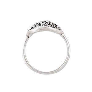 NOVICA Artisan Handmade .925 Sterling Silver Cocktail Ring Indian with Jali Tree Motif Leaf 'Majestic Jali Tree'