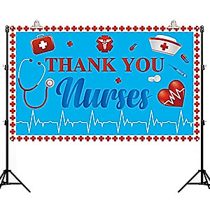 Thank You Nurses Backdrop Banner Nurse Week RN Cap Cross Heartbeat May Holiday Party Photography Background Wall Decoration
