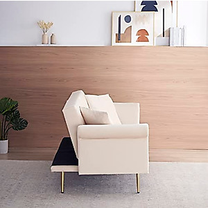 Eafurn Futon Couch Bed Sleeper Loveseat, Convertible Folding Sofa with Armrest, Adjustable Backrest, Modern 2 Seater Upholstered Love Seat Sofa & Couch for Small Space, Living Room