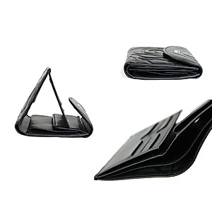 GIUDI Women`s Wallet Small Floral Print Leather Black