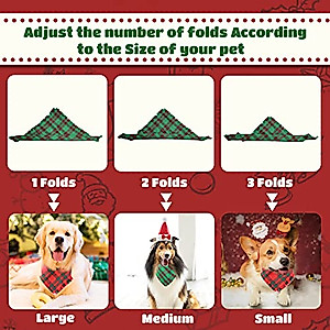 2 Pack Christmas Dog Bandanas, Dog Classic Plaid Scarf Triangle Bibs Kerchief Set, Pet Christmas Costume Accessories for Small Medium Large Dogs Cats Pets