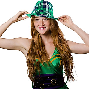 Skeleteen Irish Plaid Green Fedora - St. Patrick's Day Costume Accessories Leprechaun Hat For Men Women and Kids