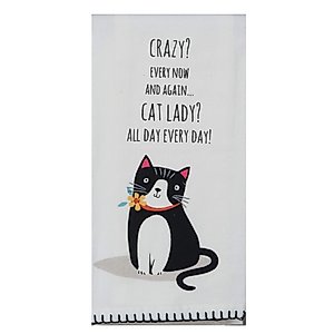 Kay Dee Designs Crazy Cat Lady Flour Sack Kitchen Towel, 18" x 26", Various