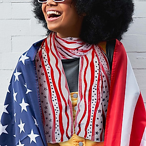 CBC Crown Patriotic USA Flag American Flag Star Scarf Fashion Novelty Scarves 13"x 60" or 35" x 35" (STRIPE - NAVY)