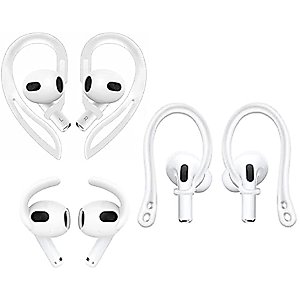 ALXCD Ear Hooks Compatible with AirPods 3 3rd Gen, Anti-Slip Adjustable Soft TPU Earhook, Silicon Ear Tips Hook, Silicon Ear Hook, Compatible with AirPods 3, 3 in 1 White