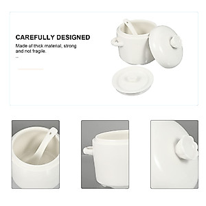 Hemoton Large Soup Mugs Ceramic Soup Bowl with Lid 460ml Onion Soup Crock Chili Bowls Soup Dish Stewing Pot Custard Bowl Cup with Handles and Lid For Soups Stews Cereal White Ceramic Soup Bowl