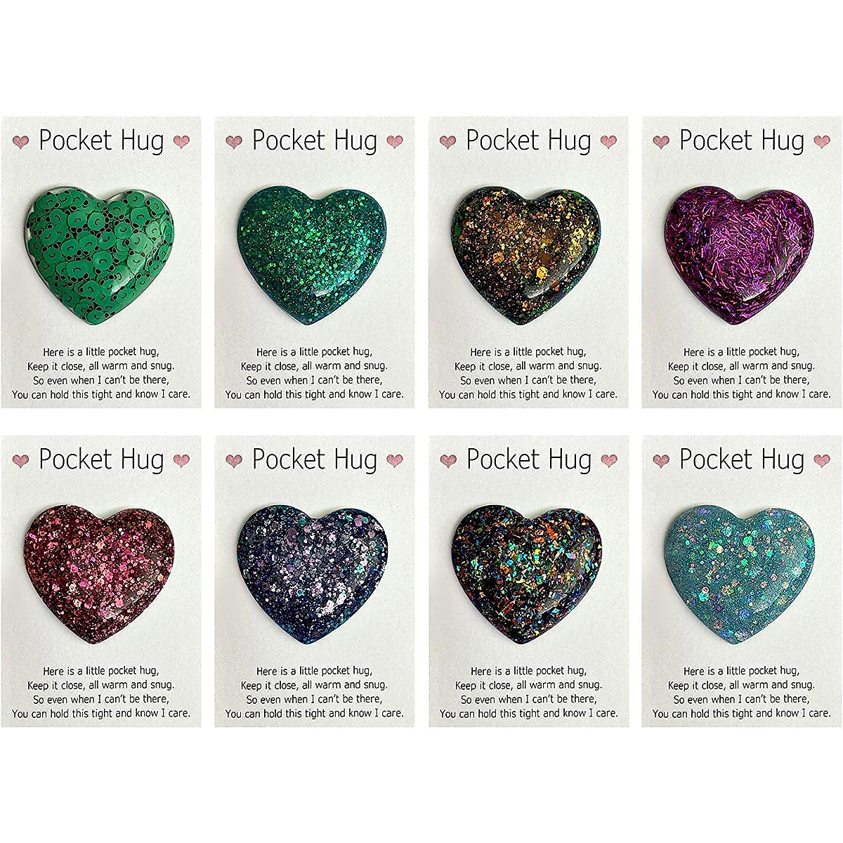 Pocket Hug Heart with Greeting Cards, Mini Cute Heart Pocket Hug Decoration, Carry Heartwarming Message to Hug Whoever Needs, Cute Decorations Gift for Birthday Valentines Thanksgiving (Pink)