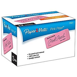 Paper Mate Pink Pearl Erasers, Large, 12-Pack (70521) 2 Packs of 12