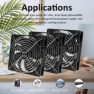 3-Pack 120mm 24V DC High Airflow Computer PC Case Fan 120x120x25mm 3Pin 4.72inch Dual Ball Bearing Brushless Exhaust Cooling Fan for Mining Rig Frame Rack Air Miner PSU with Metal Guard 3000RPM