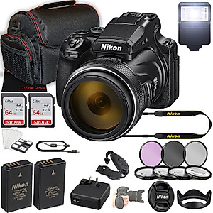 Nikon COOLPIX P1000 16.7 Digital Point and Shoot Camera + 128GB Memory + Case + Filters + 3 Piece Filter Kit + More (24pc Bundle)
