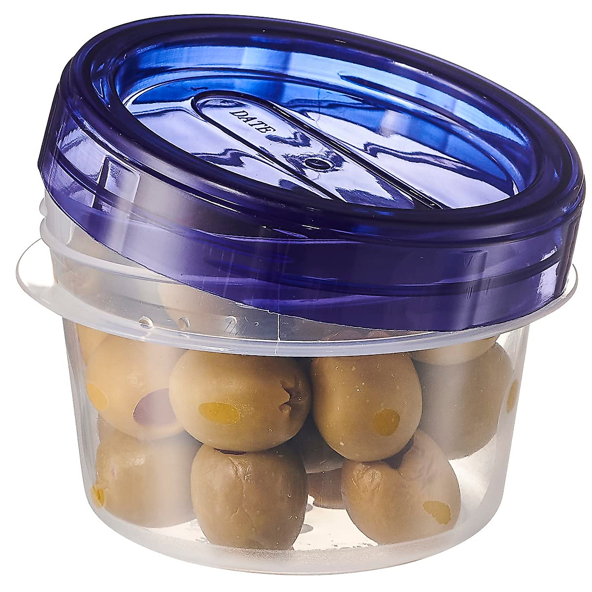 PLASTICPRO 6 Pack Twist Cap Food Storage Containers with Blue Screw on Lid- 4 oz Reusable Meal Prep Containers - Small Freezer Containers Microwave Safe Blue Plastic Food Storage
