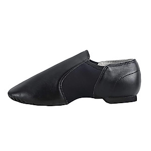 Dynadans Unisex PU Leather Upper Slip-on Jazz Shoe with Arch Insert for Women and Men's Dance Shoes-Black-4.5M