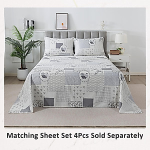 Lemfux 100% Cotton Floral Pattern Modern Theme Duvet Cover Set, Geometric Style Aesthetic White Soft Comforter Cover Set with Metal Zippers, Full Size, 3Pcs