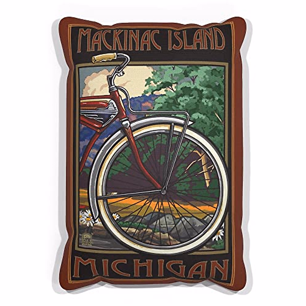 Mackinac Island Michigan Canvas Throw Pillow for Couch or Sofa at Home & Office from Travel Artwork by Artist Paul A. Lanquist 13" x 19".