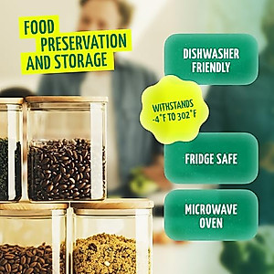 Set of 5 Glass pantry storage containers with lids, Borosilicate Square glass containers with bamboo lids, Cookie jar, Glass storage containers with lids for pantry, Pasta Rice Flour Sugar Tea Beans